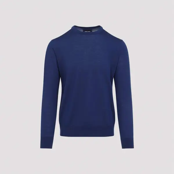 Giorgio Armani Virgin-wool, Crew-neck Jumper - Blue