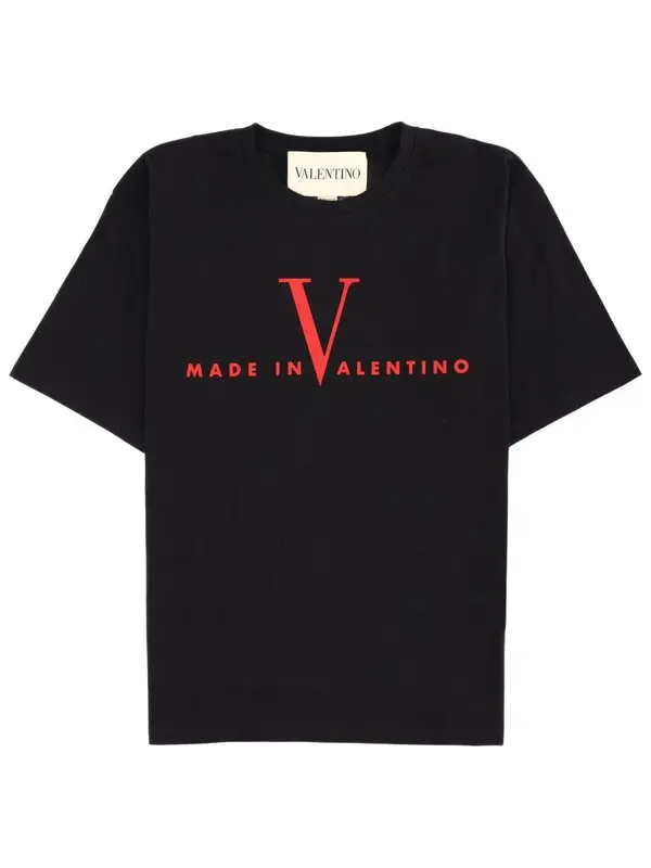 Valentino Garavani Cotton T-shirt With Made In Print For - Black