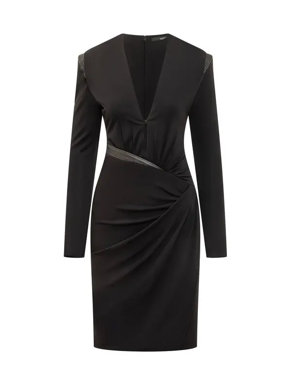Versace Draped Print Suit With V-neck Detail - Black
