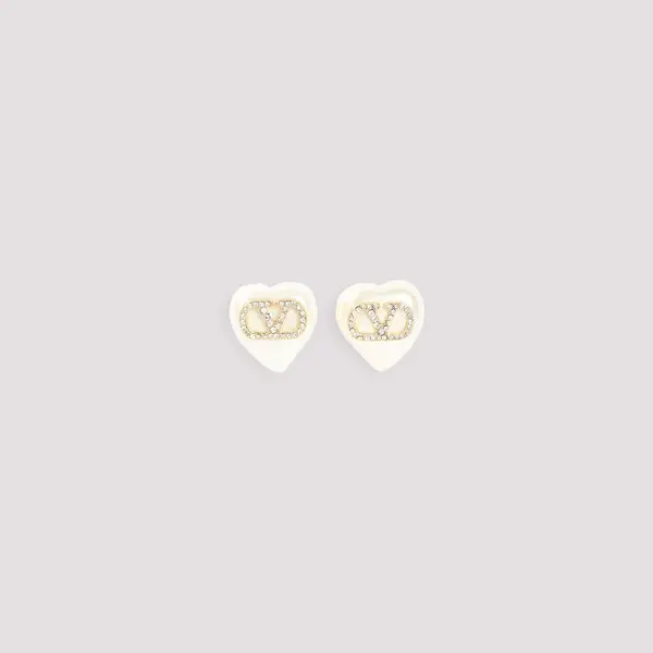Valentino Garavani Heart-shaped Earrings With Vlogo Detail - Metallic