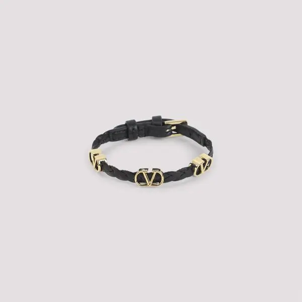Valentino Garavani Vlogo Signature Braided Leather Bracelet - Black