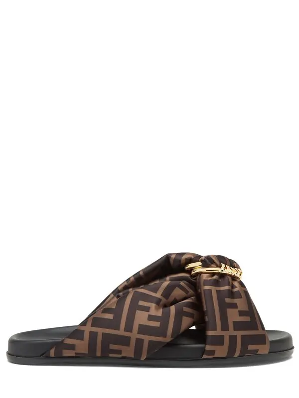 Fendi Double-band Decorative D-ring Buckle Sandals With 3d Lettering