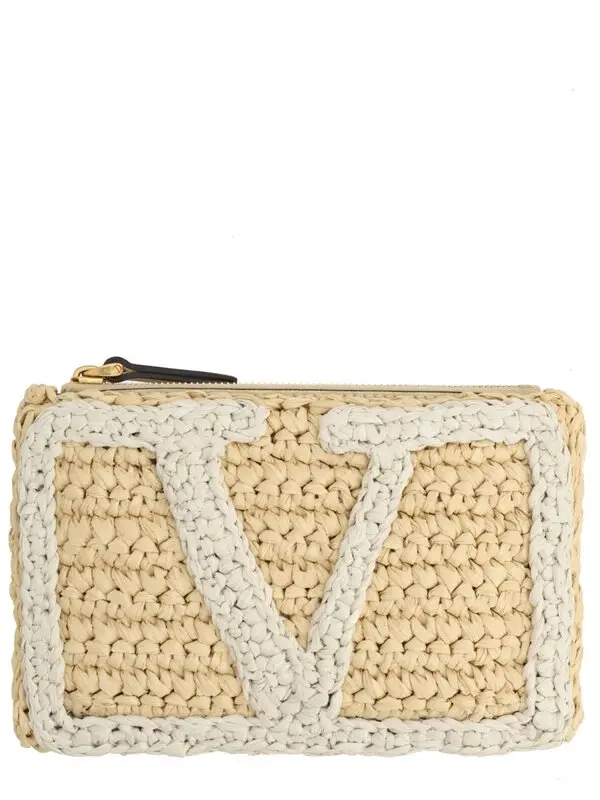 Valentino Garavani Woven Logo Clutch - Beige