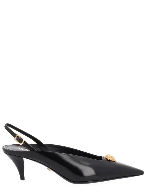 Versace Slingback High Heel Shoes With Medusa Detail