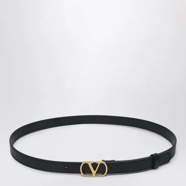 Valentino Garavani Vlogo Signature Belt In Shiny Calfskin - Black