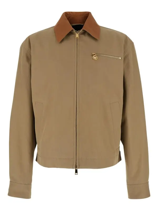 Versace Medusa Hardware Zip-up Jacket - Beige