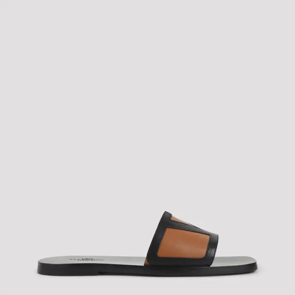 Valentino Garavani Ta Chambre" Leather Slides - Black