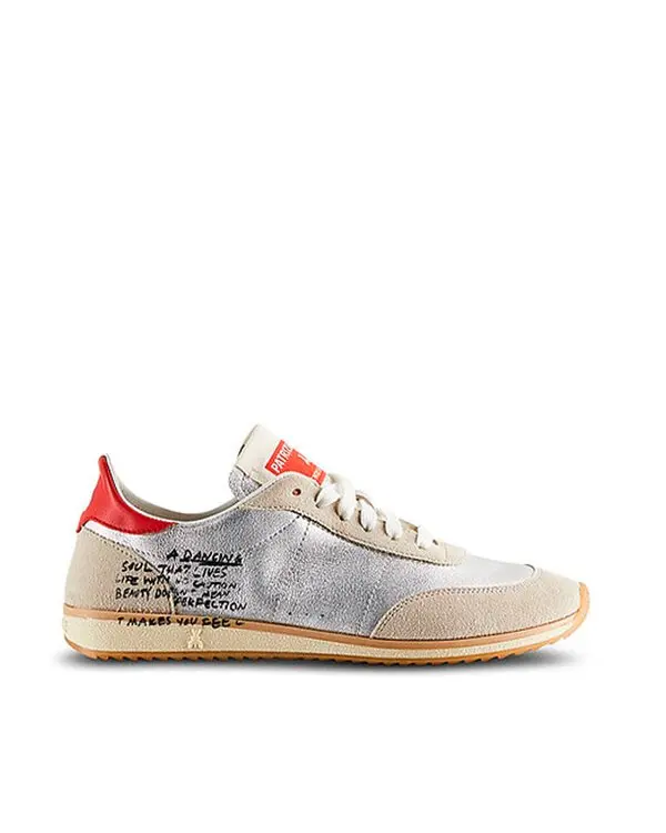 Patrizia Pepe Lace Up Sneakers - Silver & Red