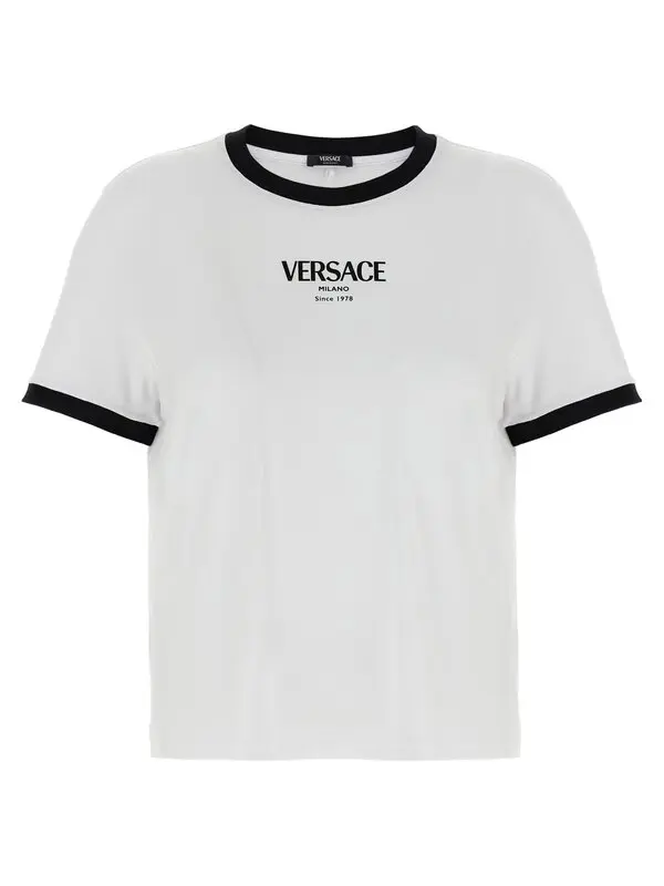 Versace Logo Print Crewneck T-shirt - White