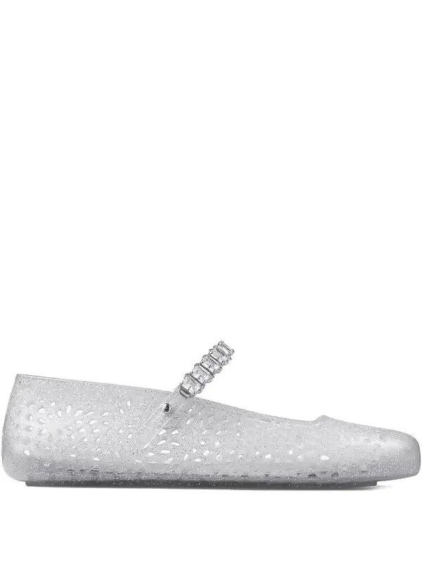 JIMMY CHOO Jelthend Ballerina Flats With Embellished Strap - Transparen