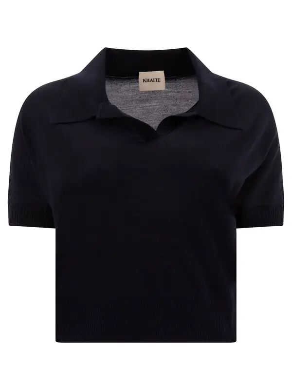 Khaite Morgane Cropped Wool-blend Polo Top