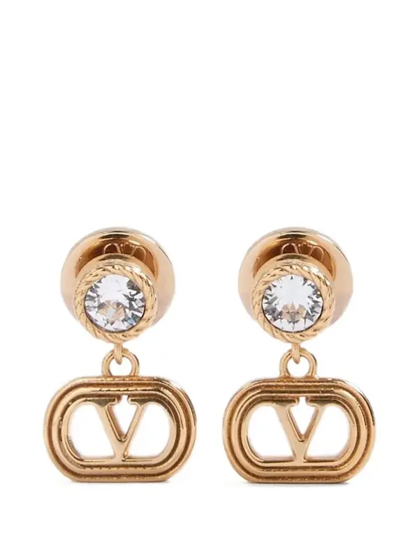 Valentino Garavani Gold-tone Vlogo Drop Earrings - Oro