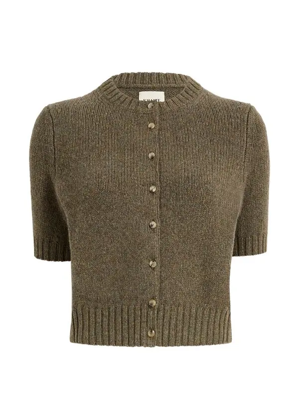 Khaite Classic Short Sleeve Cashmere Cardigan - Verde