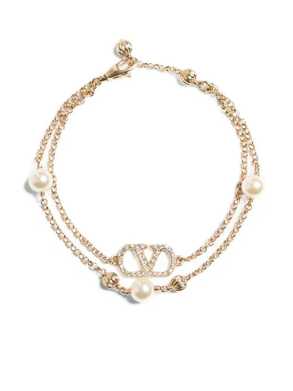 Valentino Garavani Gold-tone Chain Bracelet With Swarovski Pearls - Oro