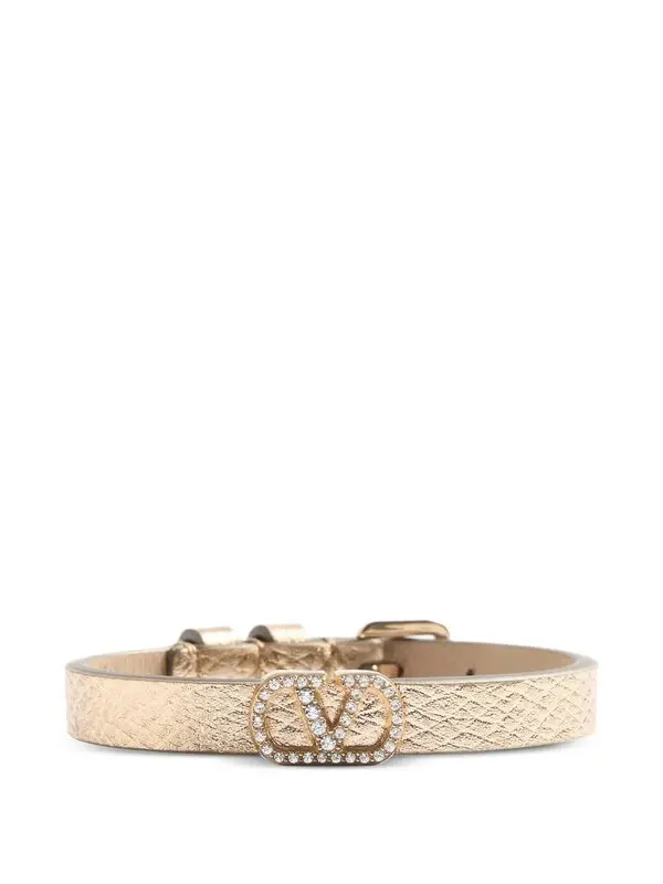 Valentino Garavani Adjustable Double Loop Bracelet With Swarovski Crystals - Oro