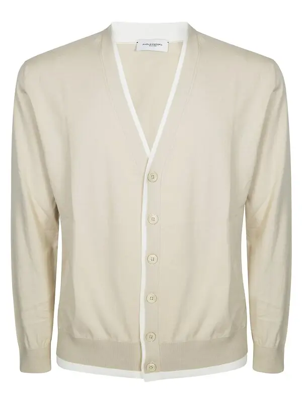 PAOLO PECORA V-neck Cardigan - Beige