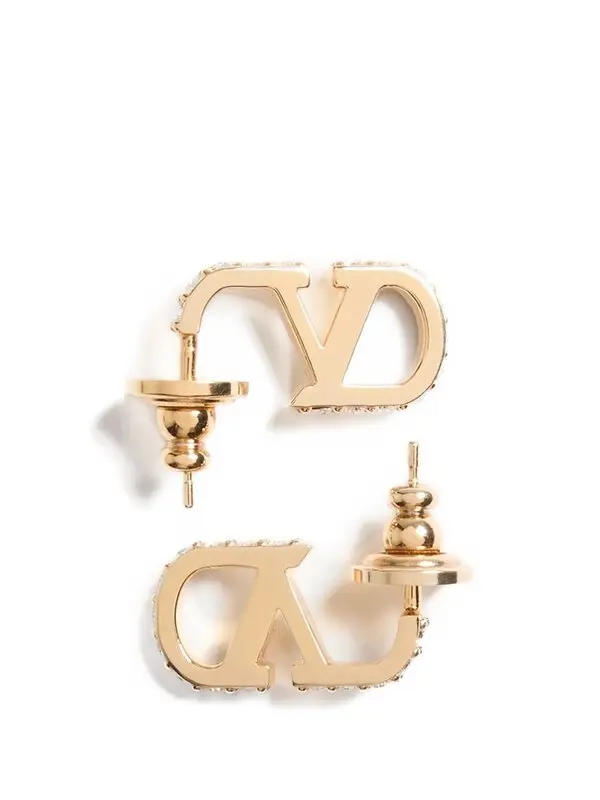 Valentino Garavani Gold-tone Swarovski Crystal Logo Stud Earrings - Oro