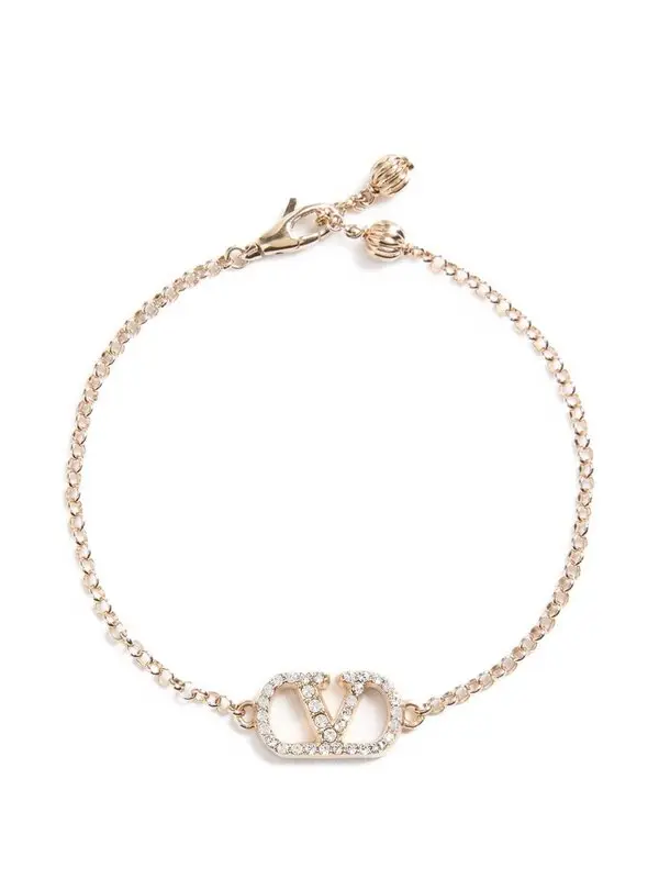 Valentino Garavani Logo Crystal Embellished Bracelet - Oro