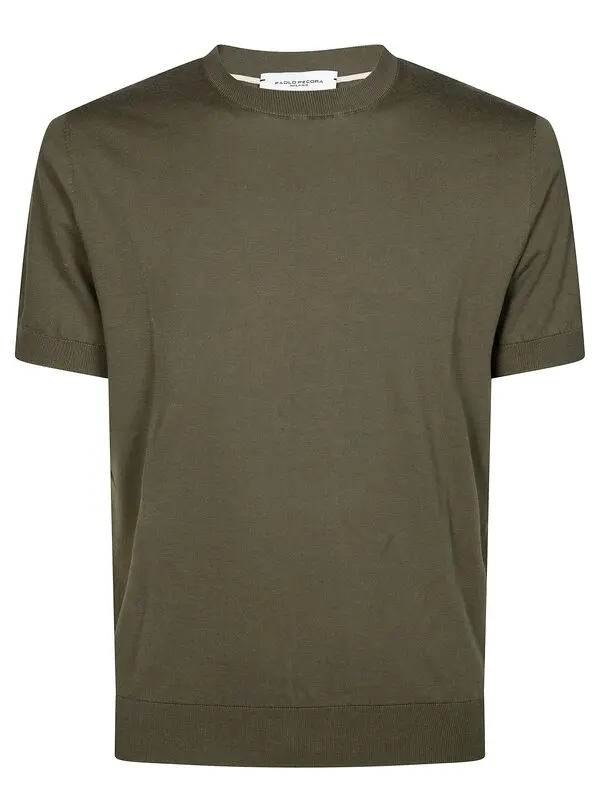 PAOLO PECORA Premium Cotton Crew Neck Sweater - Verde