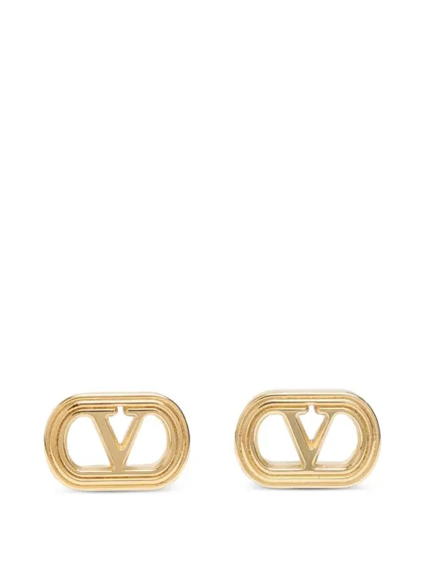 Valentino Garavani Gold Finish Logo Stud Earrings - Oro