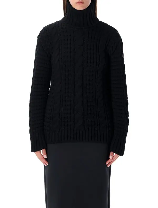 MONCLER X EDWARD ENNINFUL Wool Cable Knit Turtleneck Sweater