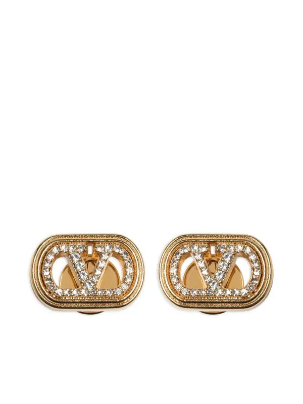 Valentino Garavani Gold-tone Studded Vlogo Earrings - Oro