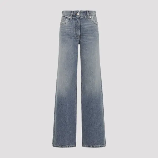 Versace Raw Cut Wide Leg Jeans - Blue