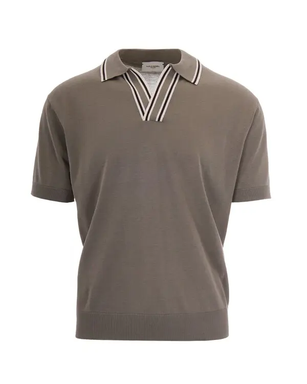 PAOLO PECORA Striped Trim Knit Polo Shirt - Verde