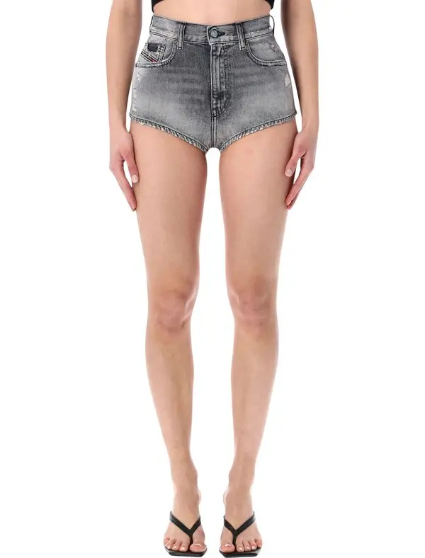 DIESEL® High-rise Distressed Mini Shorts - Grey