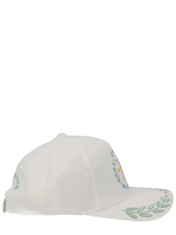 Casablanca Embroidered Cotton Baseball Cap - White