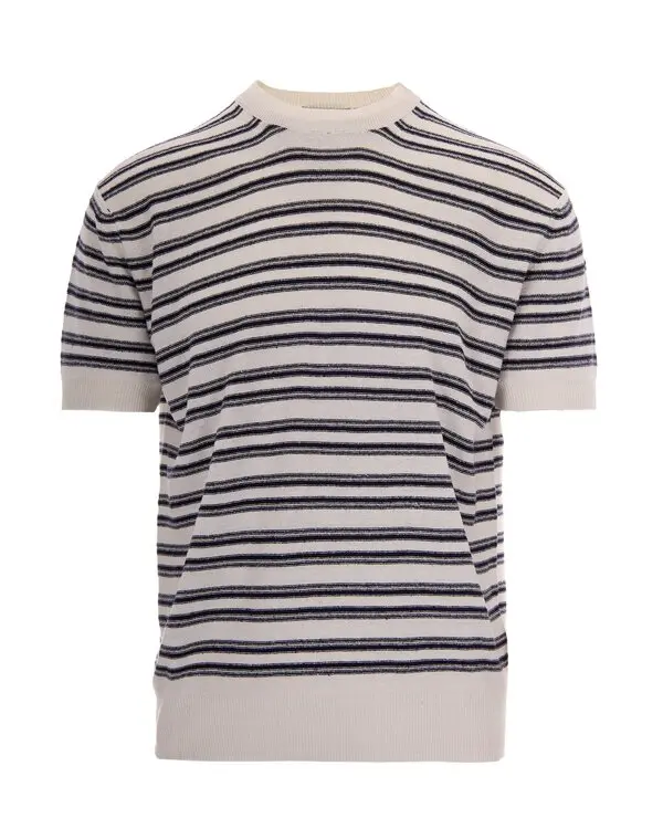 PAOLO PECORA Striped Short-sleeve Knit Sweater