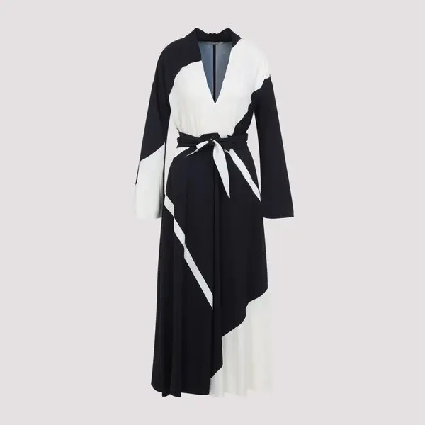 Alberta Ferretti Printed Viscose Twill Midi Dress - Black