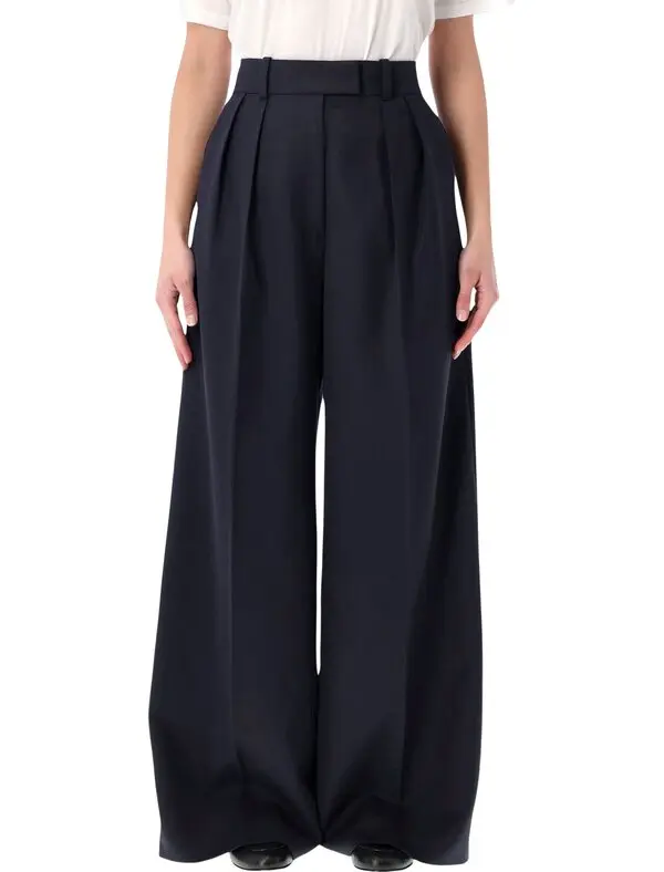 ANINE BING Pleated Palazzo Trousers - Blue
