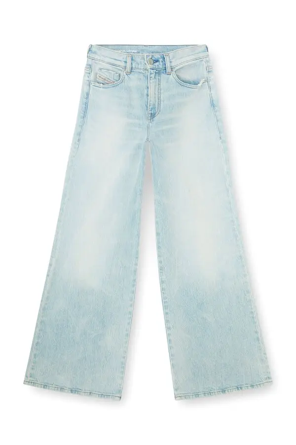 DIESEL® Wide Leg Jeans With Front Button And Zip Fastening - Azzurro
