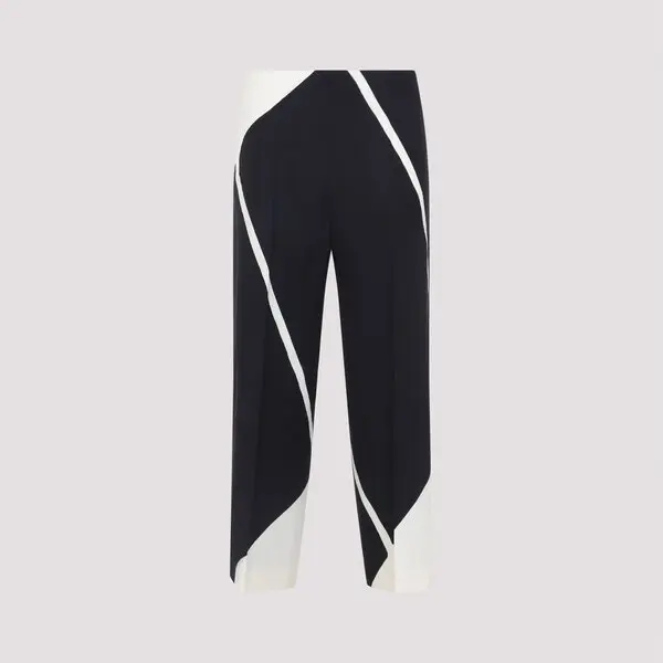 Alberta Ferretti Printed Linen Cropped Trousers - Black