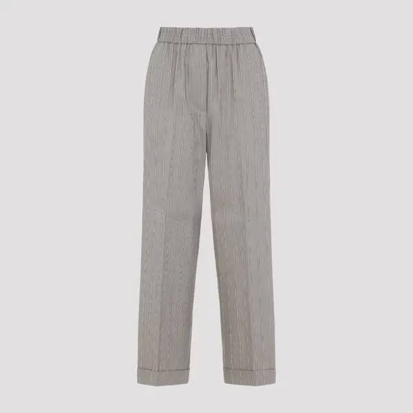 Peserico Pinstripe Cotton/linen Twill Trousers - Brown