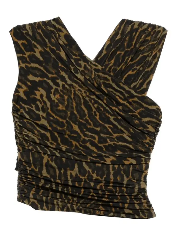 GANNI Braided Animal Print Top - Green