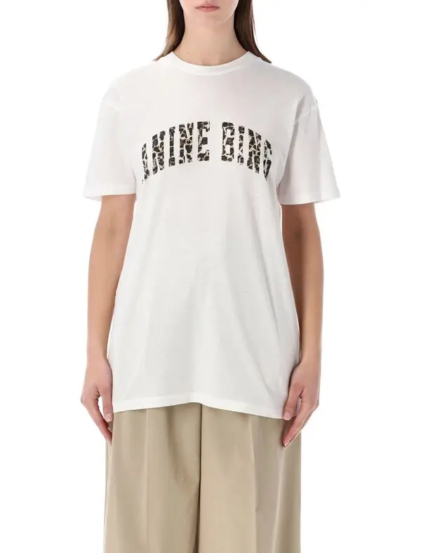ANINE BING Leopard Logo T-shirt - White