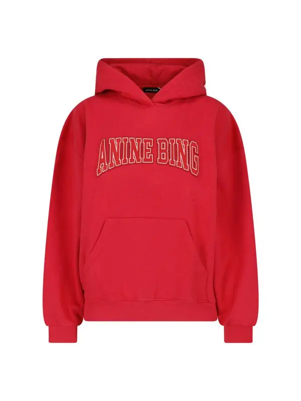 ANINE BING Oversized Logo Hoodie - Red