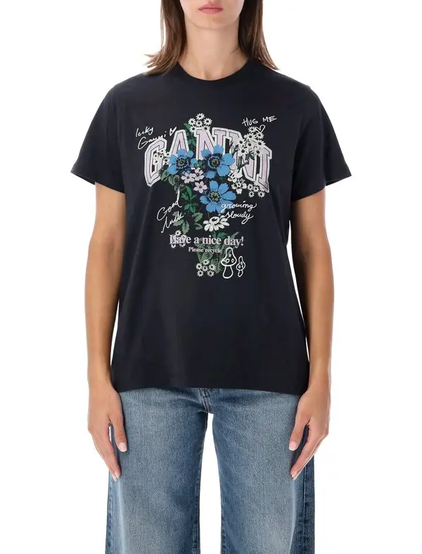 GANNI Graphic T-shirt - Phantom Black