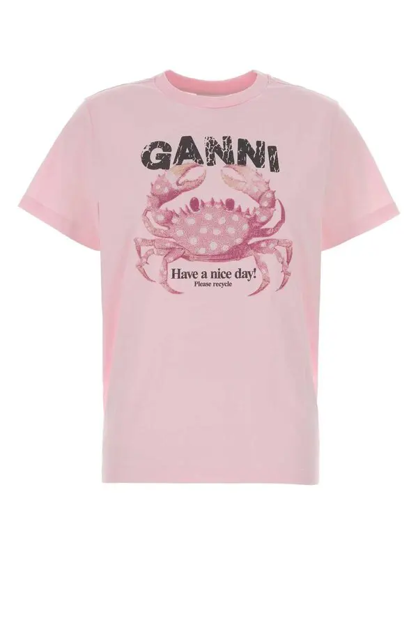 GANNI Graphic T-shirt - Pink