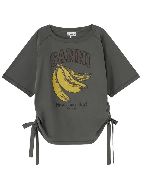 GANNI Graphic Tie-side T-shirt - Charcoal
