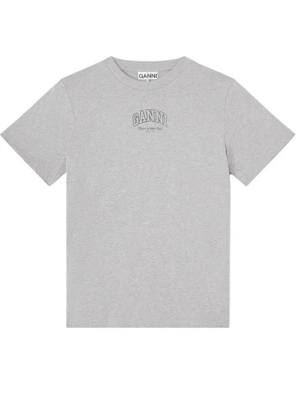 GANNI Relaxed Fit Organic Cotton T-shirt - Grey