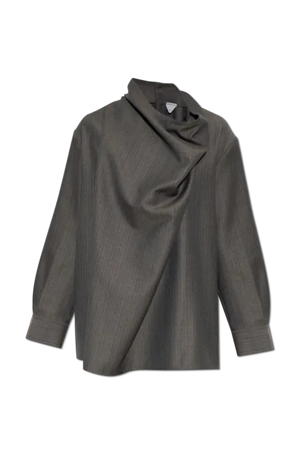 Bottega Veneta Wool Top With Ruching - Grey