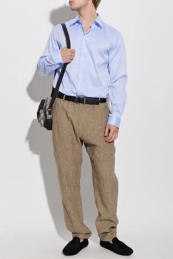 Emporio Armani Linen Pants With Stitching On The Legs