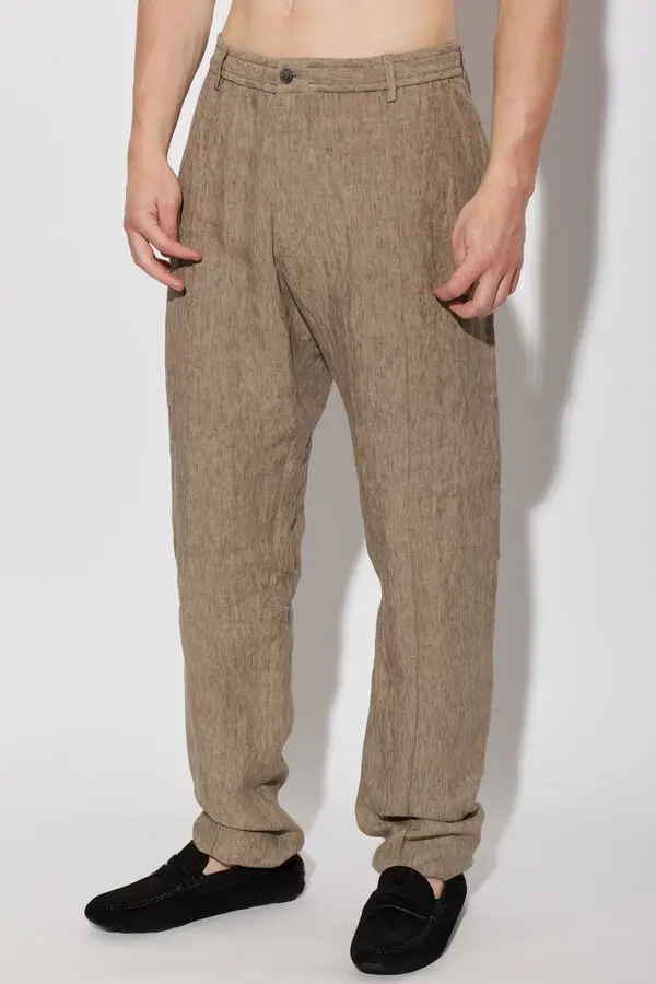 Emporio Armani Linen Pants With Stitching On The Legs