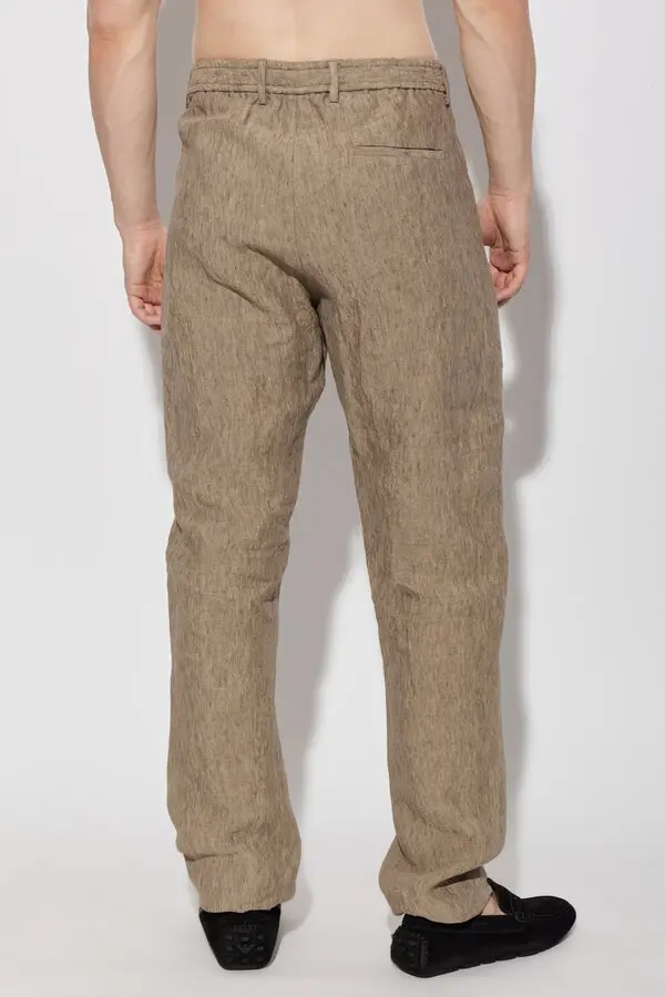 Emporio Armani Linen Pants With Stitching On The Legs