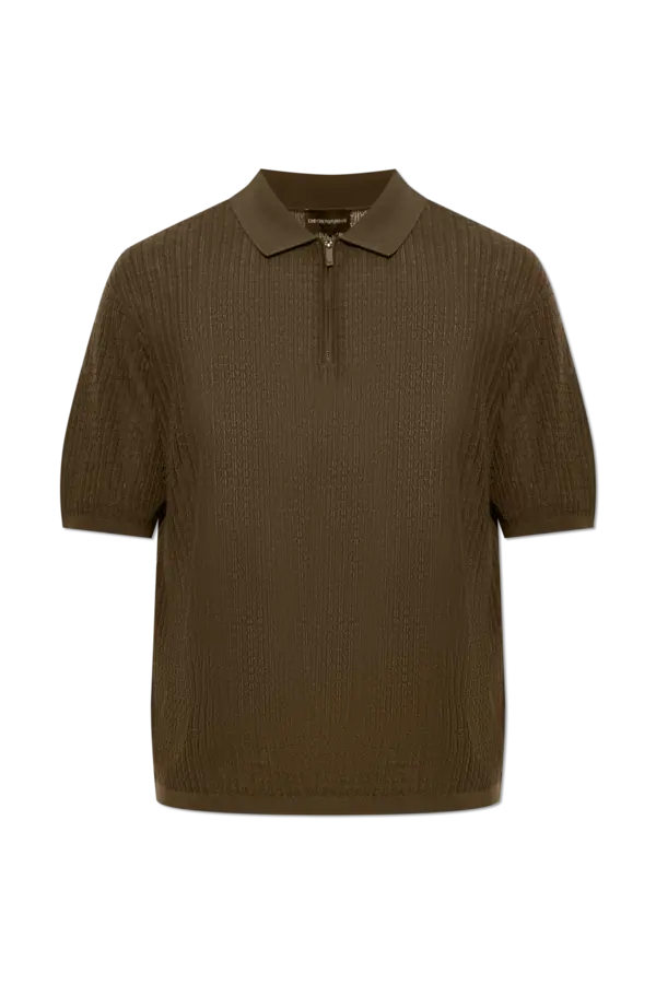 Emporio Armani Polo With A Decorative Weave - Brown