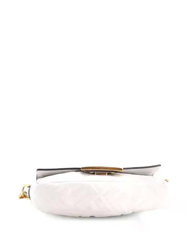 Fendi Baguette Nm Bag Zucca Embossed Leather Mini Crossbody Bag - Neutrals