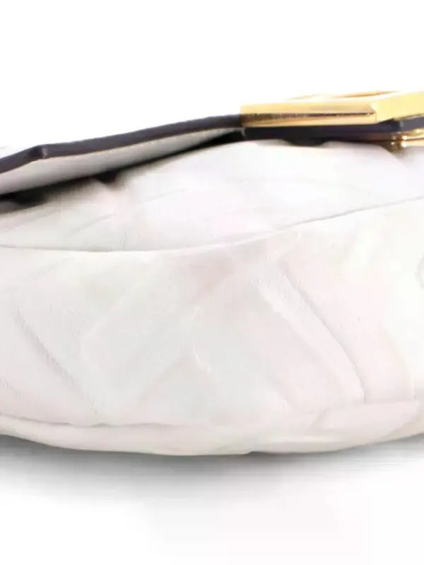 Fendi Baguette Nm Bag Zucca Embossed Leather Mini Crossbody Bag - Neutrals